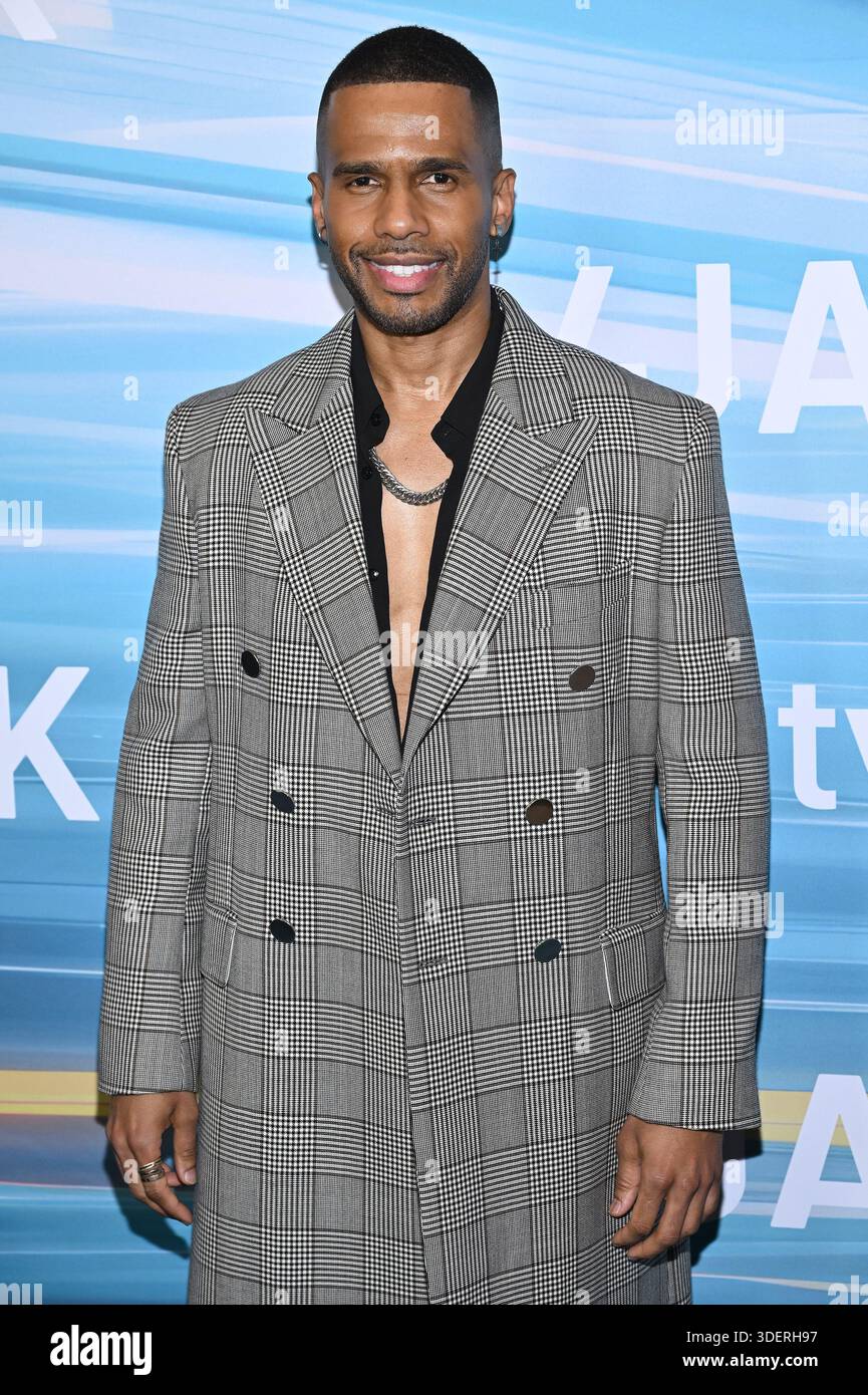 Eric West walking the red-carpet event for season two of Apple TV's 'Hijack' at the Whitby Hotel ...