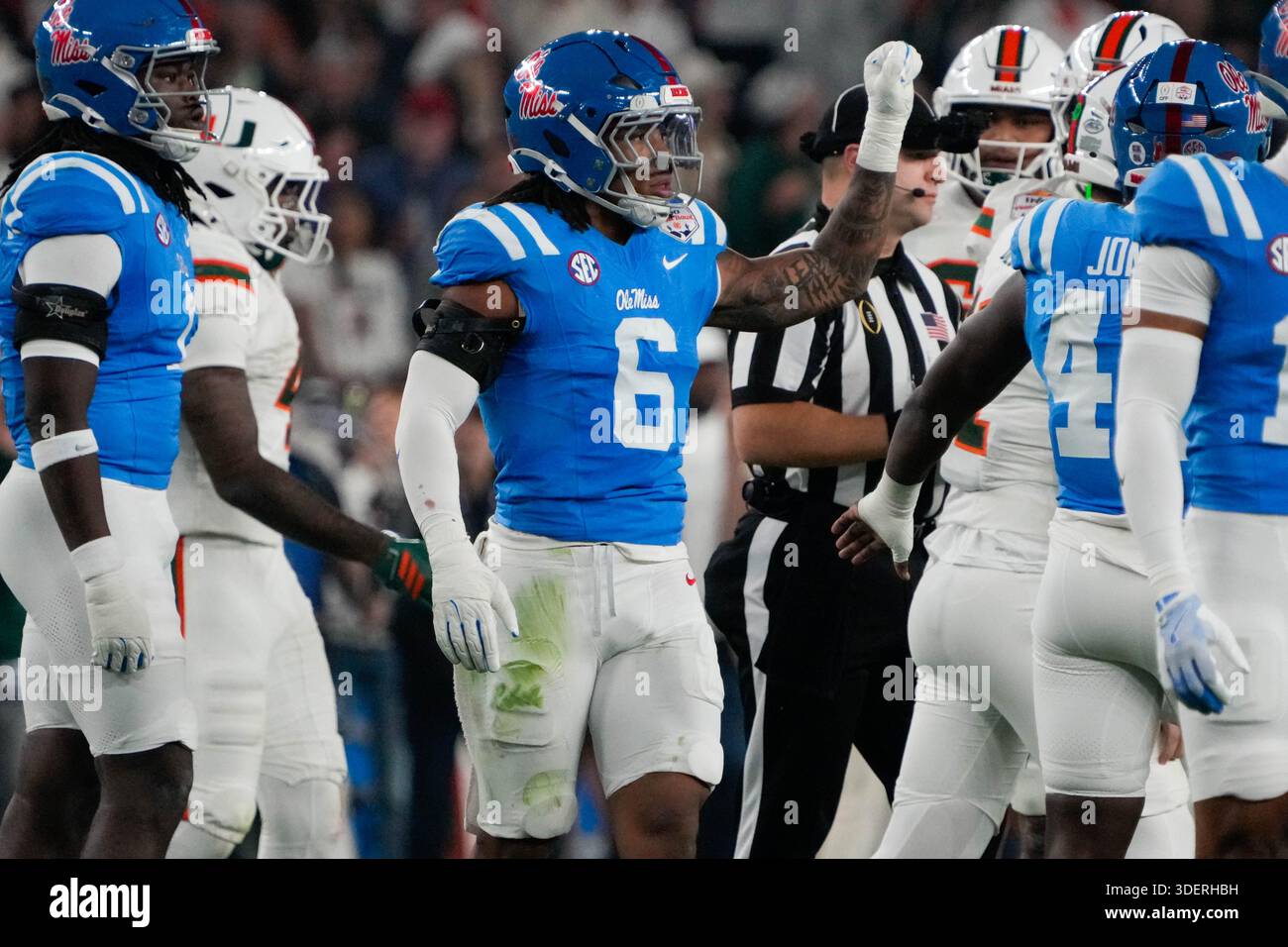 Ole Miss Rebels linebacker TJ Dottery (6) during the first half of the ...