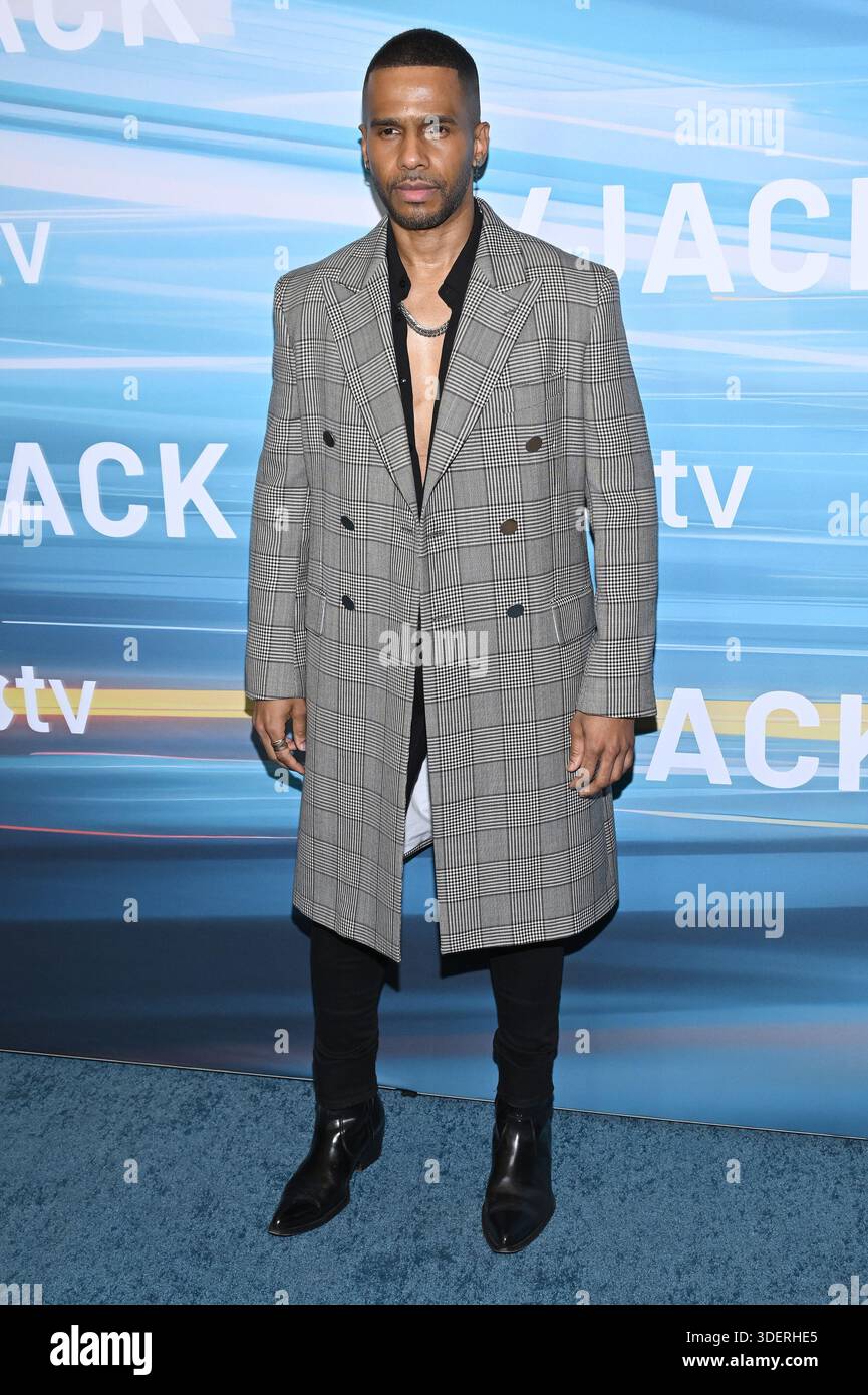 Eric West walking the red-carpet event for season two of Apple TV's 'Hijack' at the Whitby Hotel ...