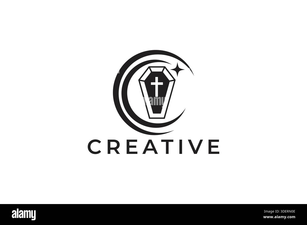 Creative logo design with coffin and cross symbol Stock Vector Image ...