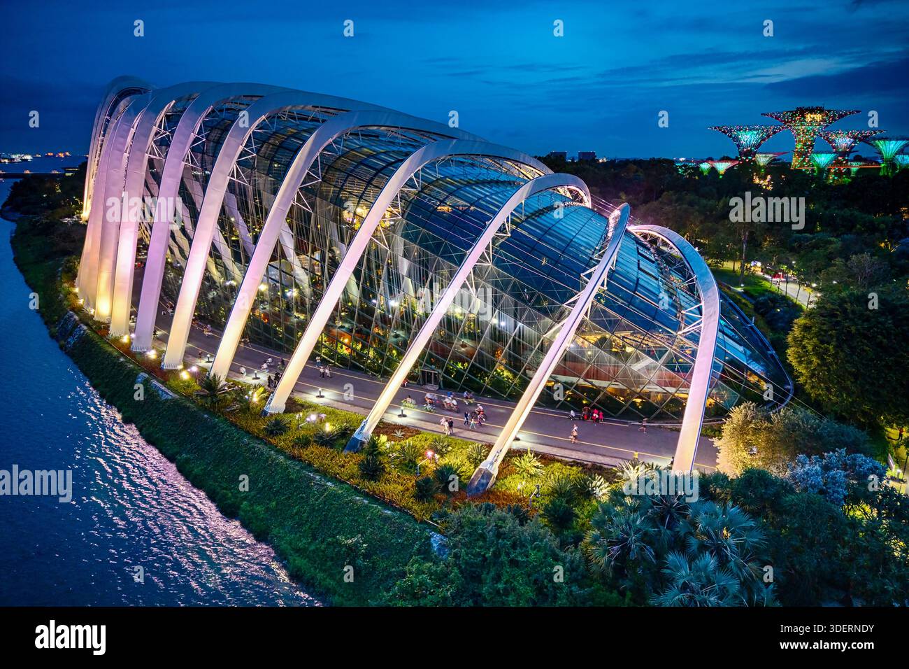 Singapore, Marina Bay, December 27, 2025: Aerial view of Gardens by the ...
