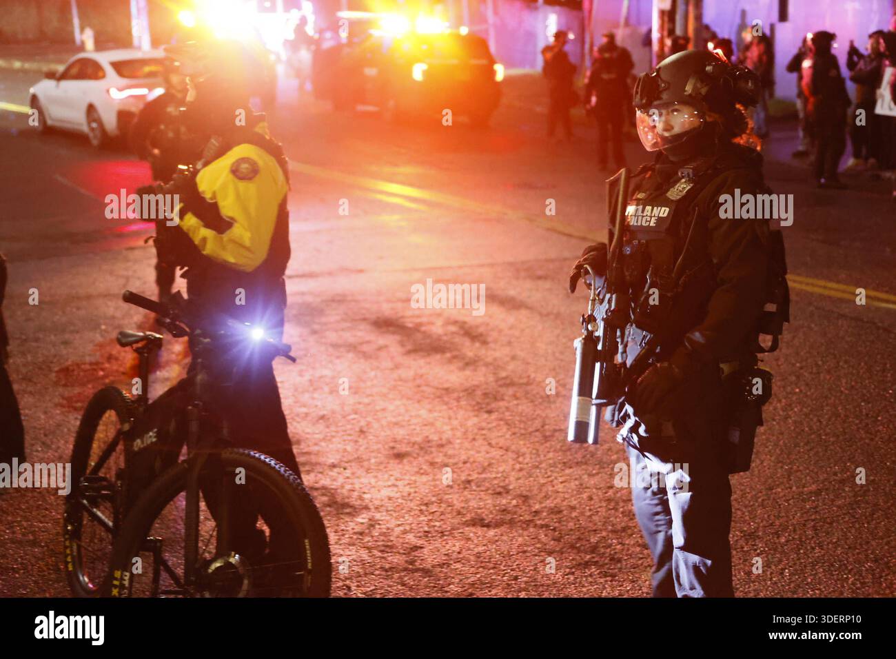 PORTLAND, OR – JANUARY 8, 2026: Protesters gathered outside the ICE ...