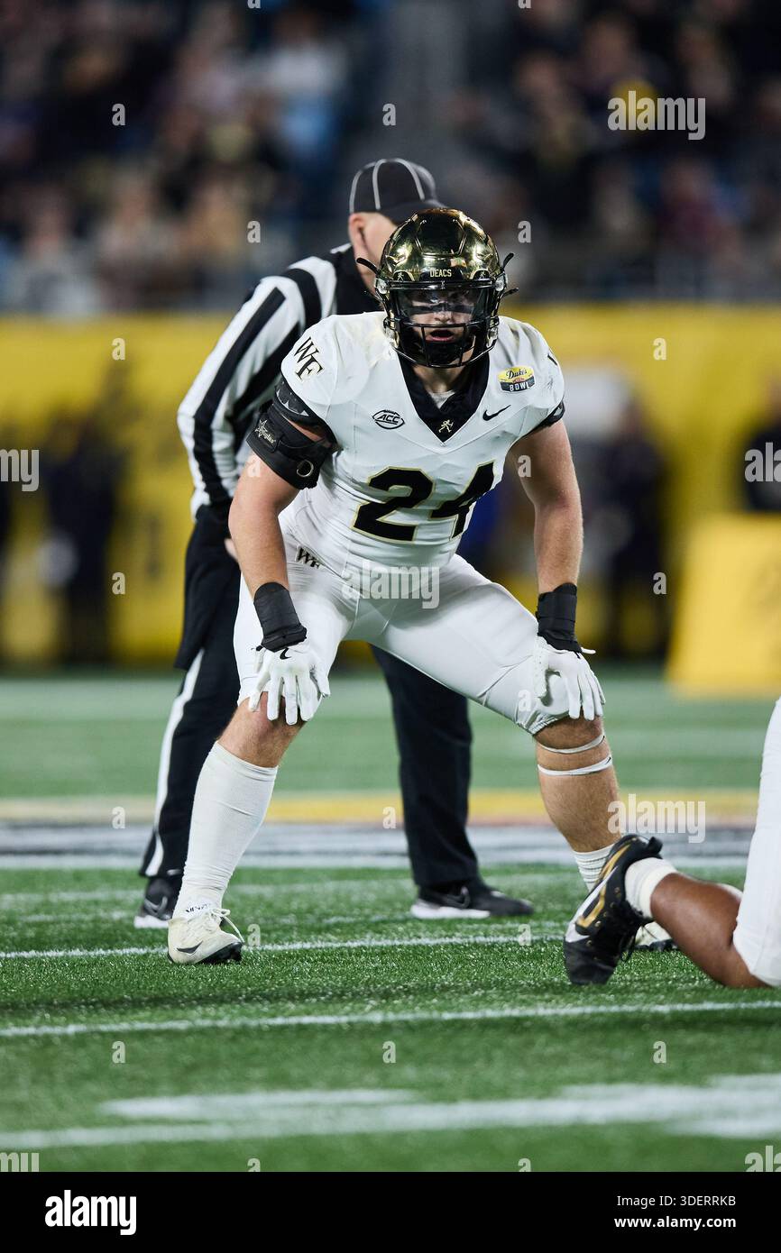 Wake Forest linebacker Dylan Hazen (24) lines up on defense against ...