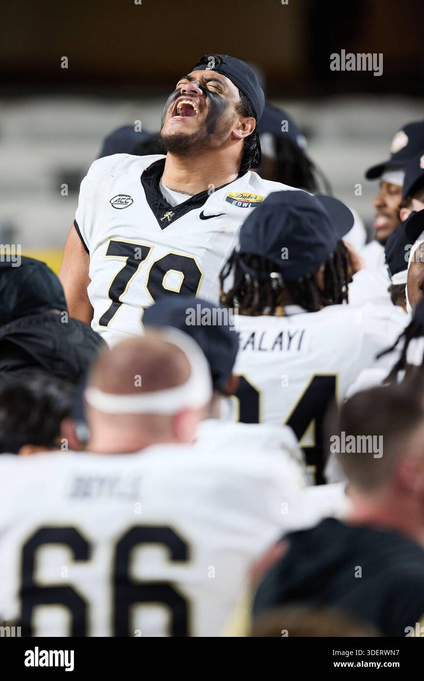 Wake Forest offensive lineman Fa'Alili Fa'Amoe (79) celebrates ...