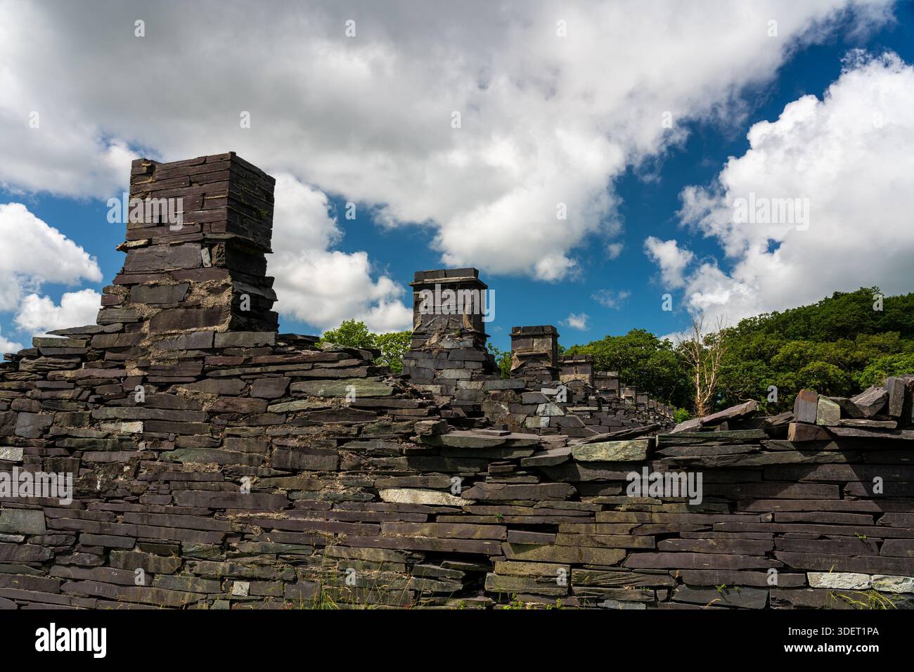 Anglesey Barracks ruins at Dinorwic slate quarry beneath dramatic ...
