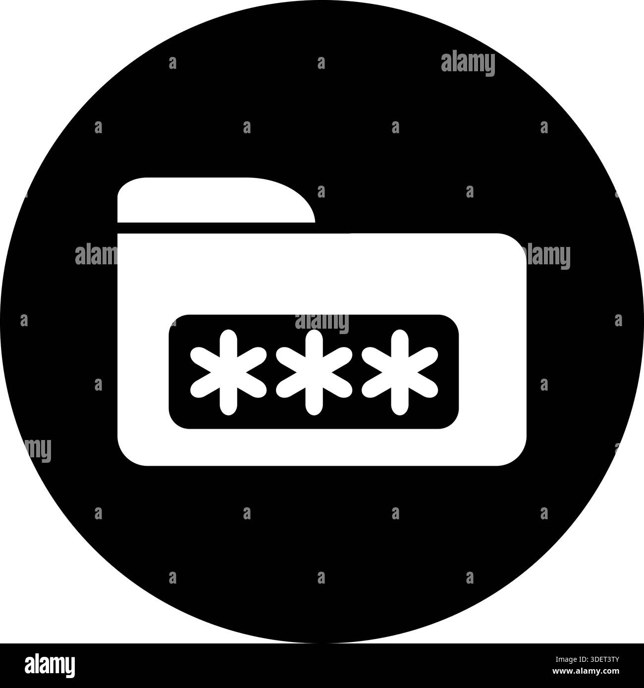 Secure Password Folder Icon - Silhouette Encrypted Data Symbol in Black ...