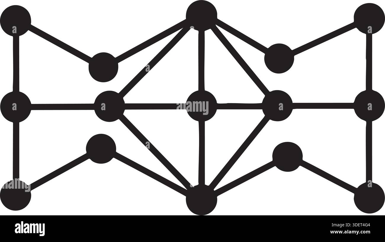 This minimalist neural network icon features a clean, geometric design ...