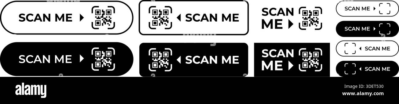 Scan qr code icon set. Scan me frame. Png buttons on transparent ...