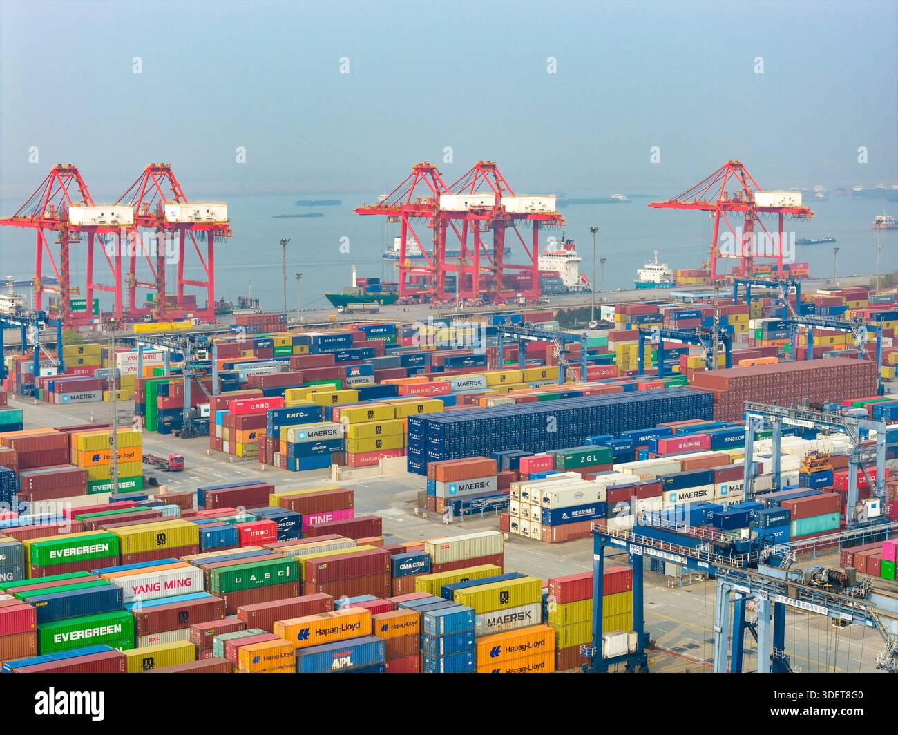 Aerial photo shows the Longtan Port in Nanjing City, east China's ...