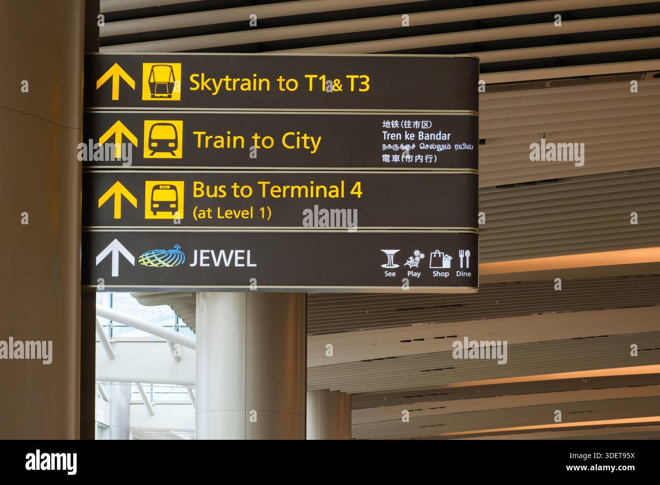 Singapore, Singapore - October 3, 2025: A directional sign at Changi ...