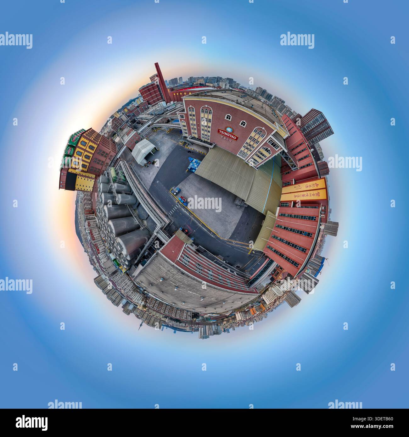 Aerial photo shows the Qingdao Beer Museum in Qingdao City, east China ...