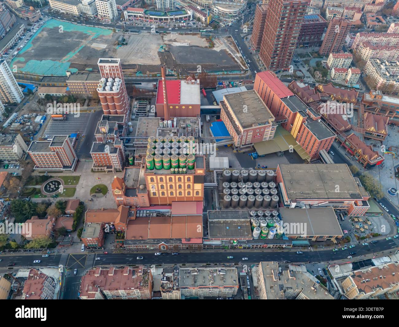 Aerial photo shows the Qingdao Beer Museum in Qingdao City, east China ...