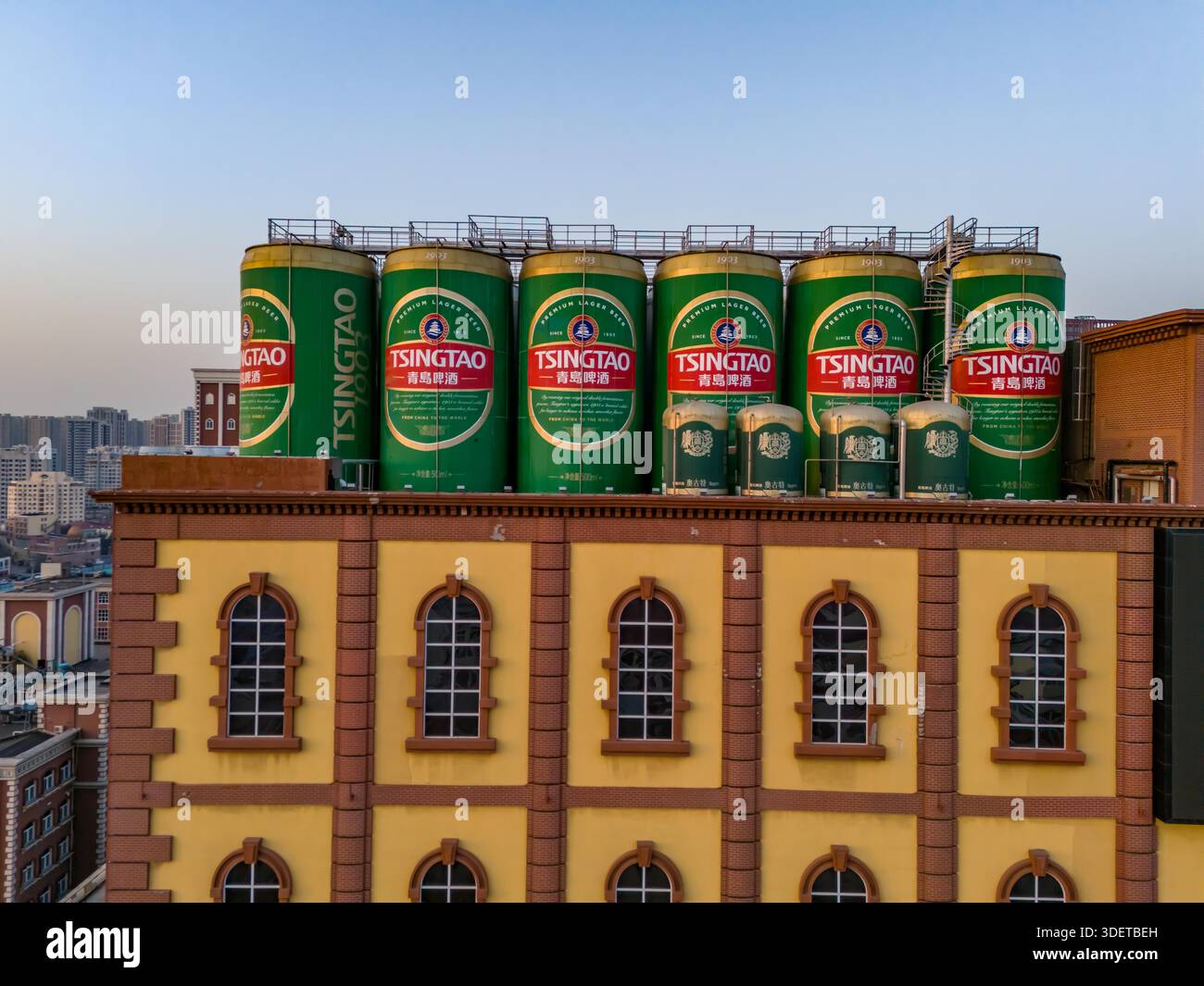 Aerial photo shows the Qingdao Beer Museum in Qingdao City, east China ...