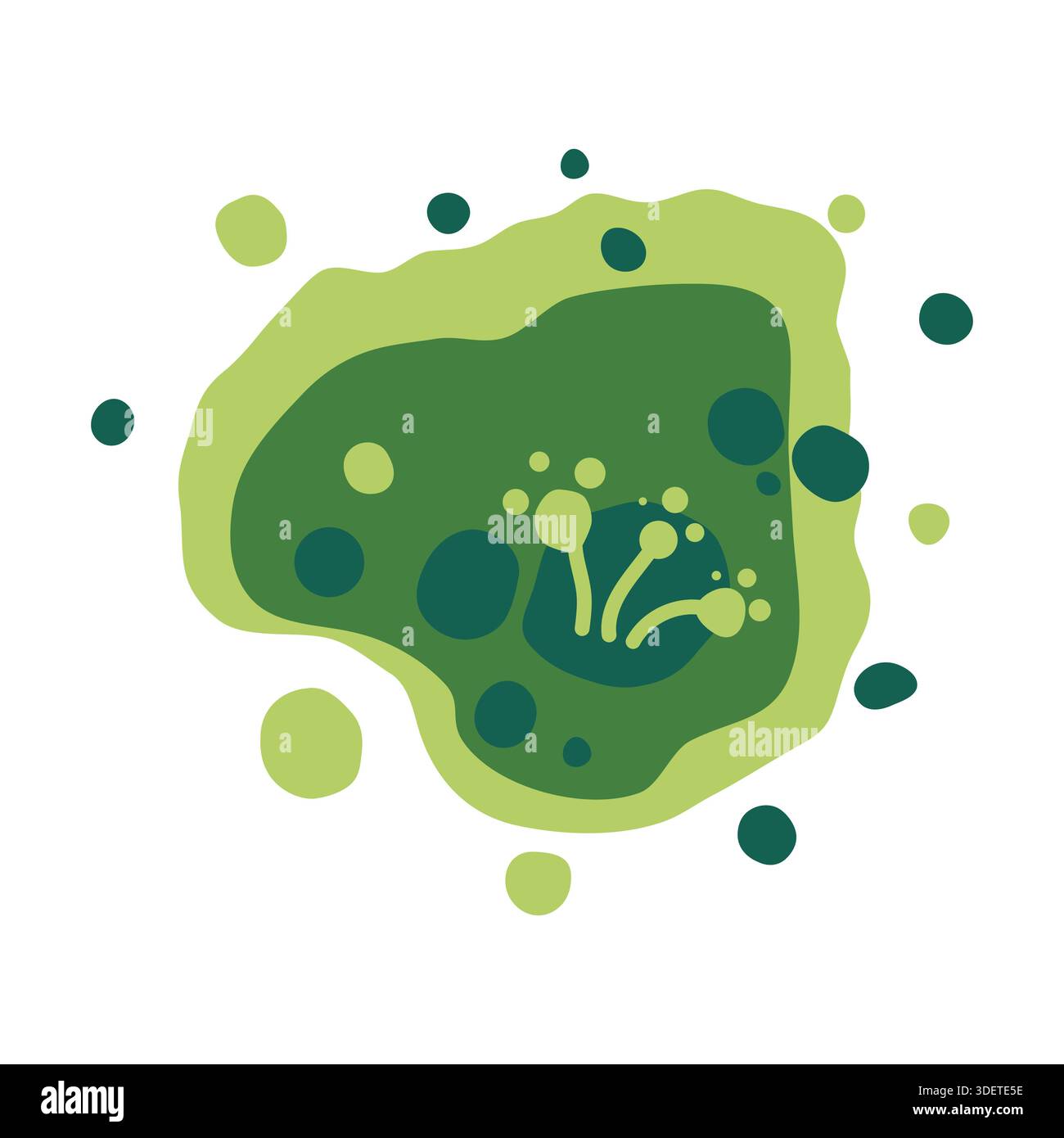 Microscopic mold colony in a damp indoor environment shows green and ...