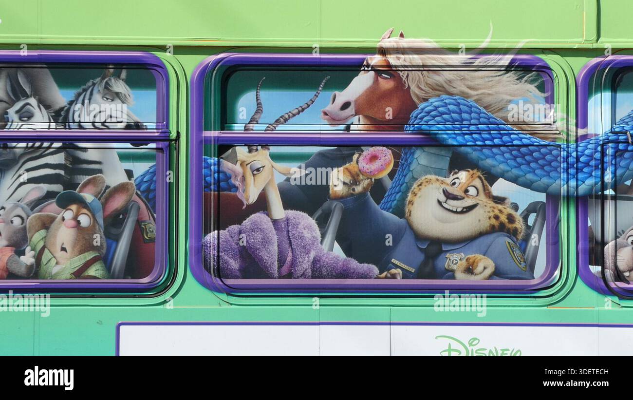 Los Angeles, California, USA 7th January 2026 Disney Zootopia 2 Bus on ...