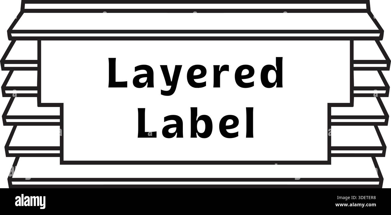 A bold title card using horizontal tab layers on both sides to create a ...
