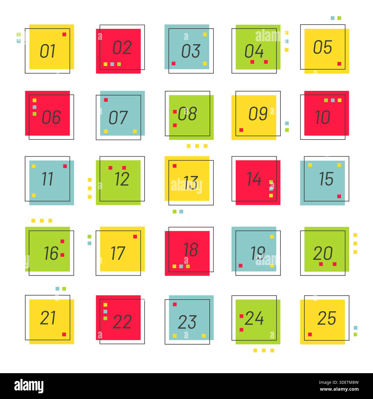 Number bullet points retro style 1 to 25 Stock Vector Image & Art - Alamy