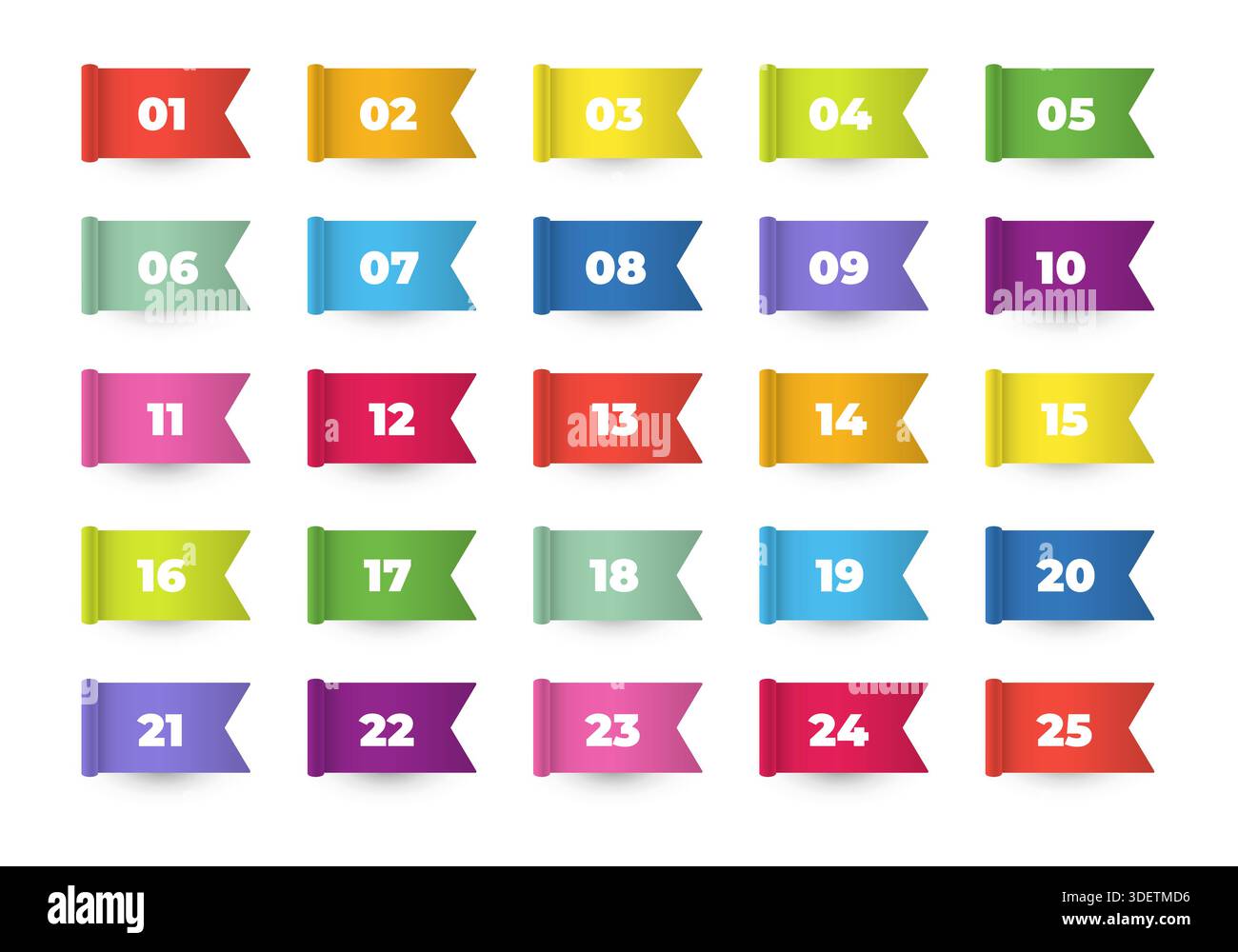 3d flag number bullet points from 1 to 25 Stock Vector Image & Art - Alamy