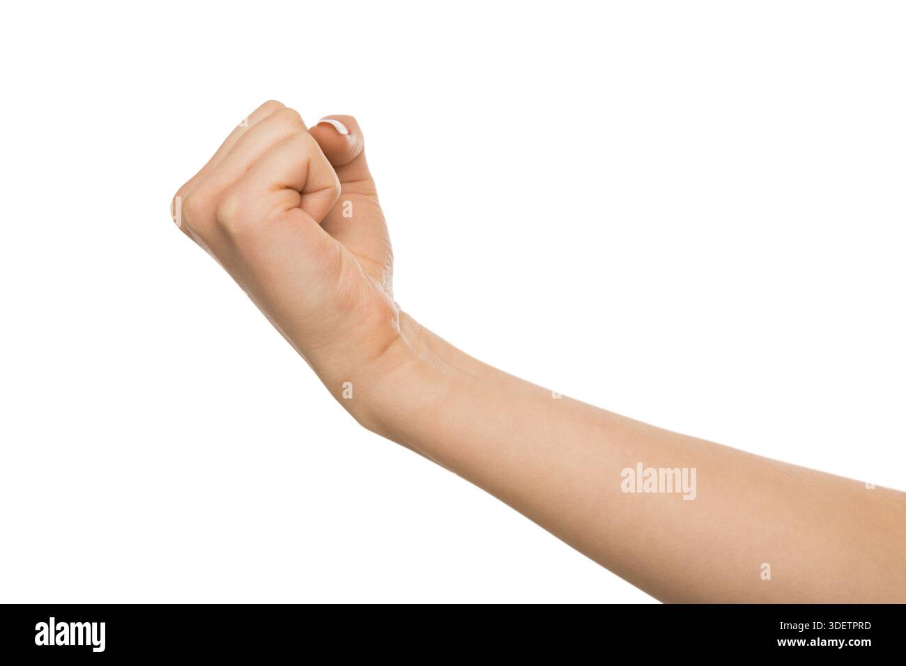 Hand gesture, woman clenched fist, ready to punch Stock Photo - Alamy