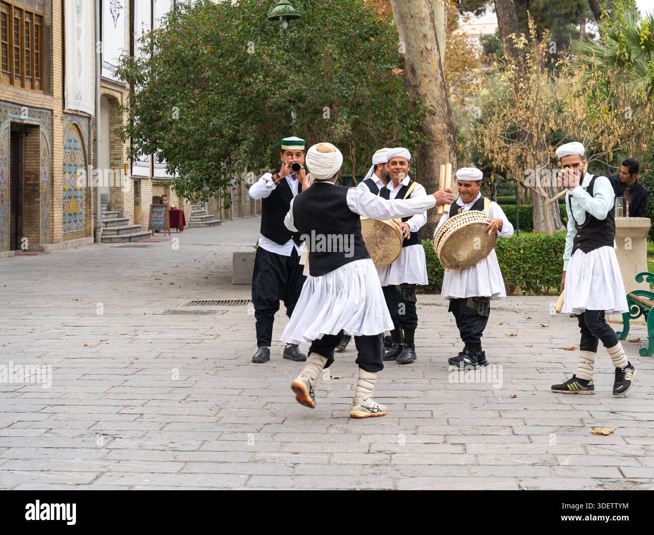 Group of Iranian Men in Traditional Folk Costumes with Musical ...