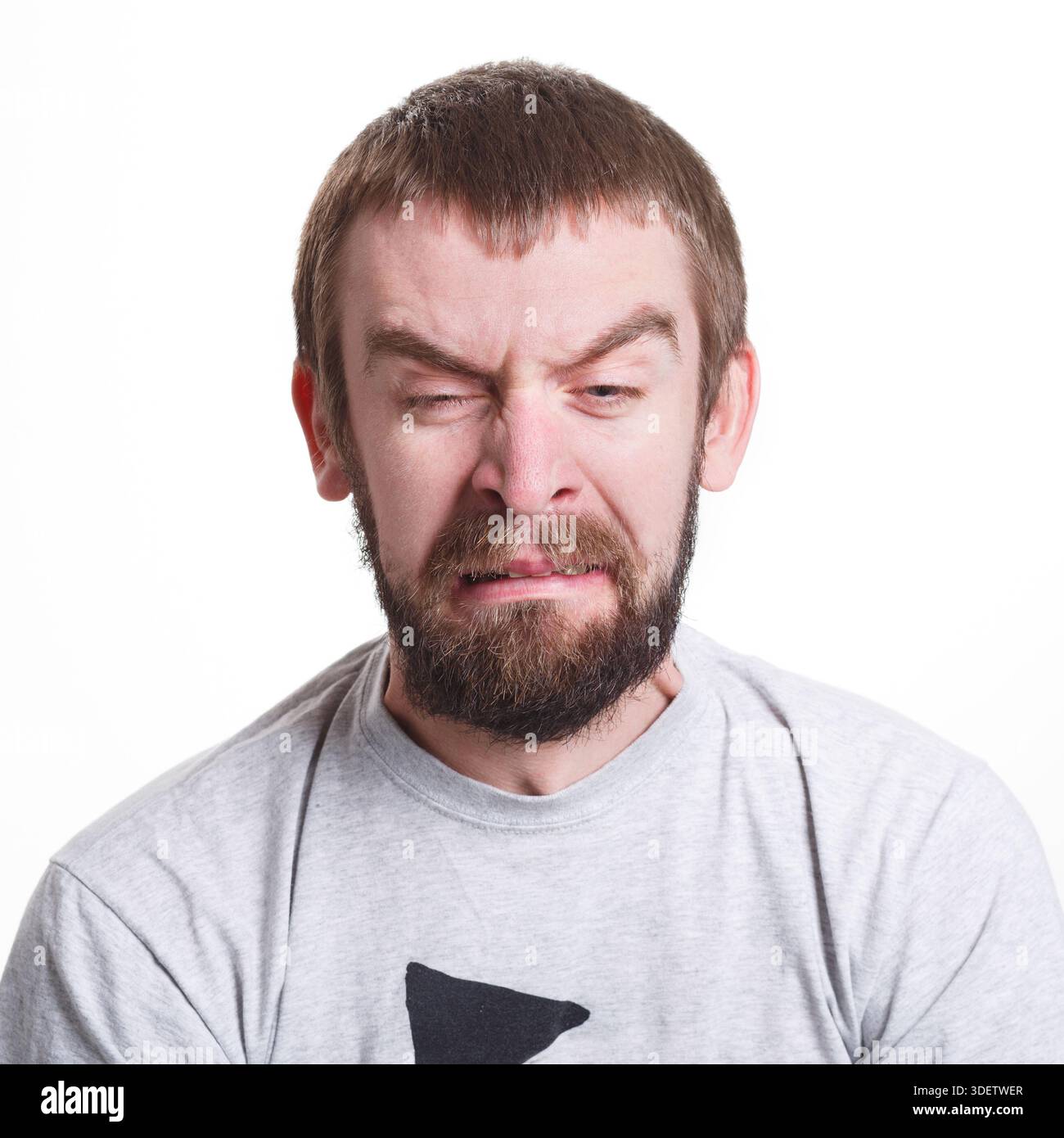 Emotions, man face expressing disgust, isolated Stock Photo - Alamy
