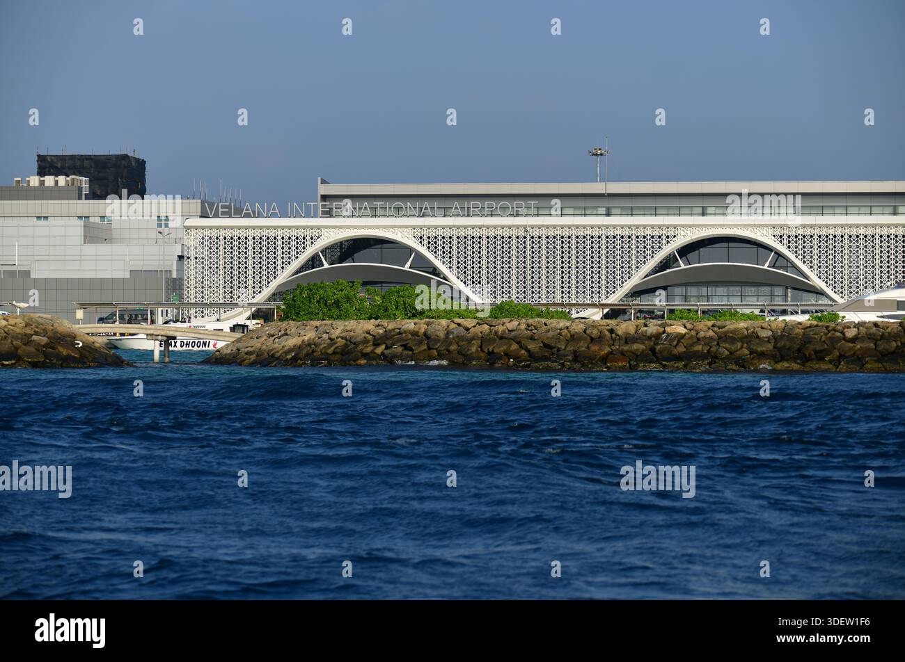 Facade of new Velana International Airport MLE. Male, Maldives Stock ...