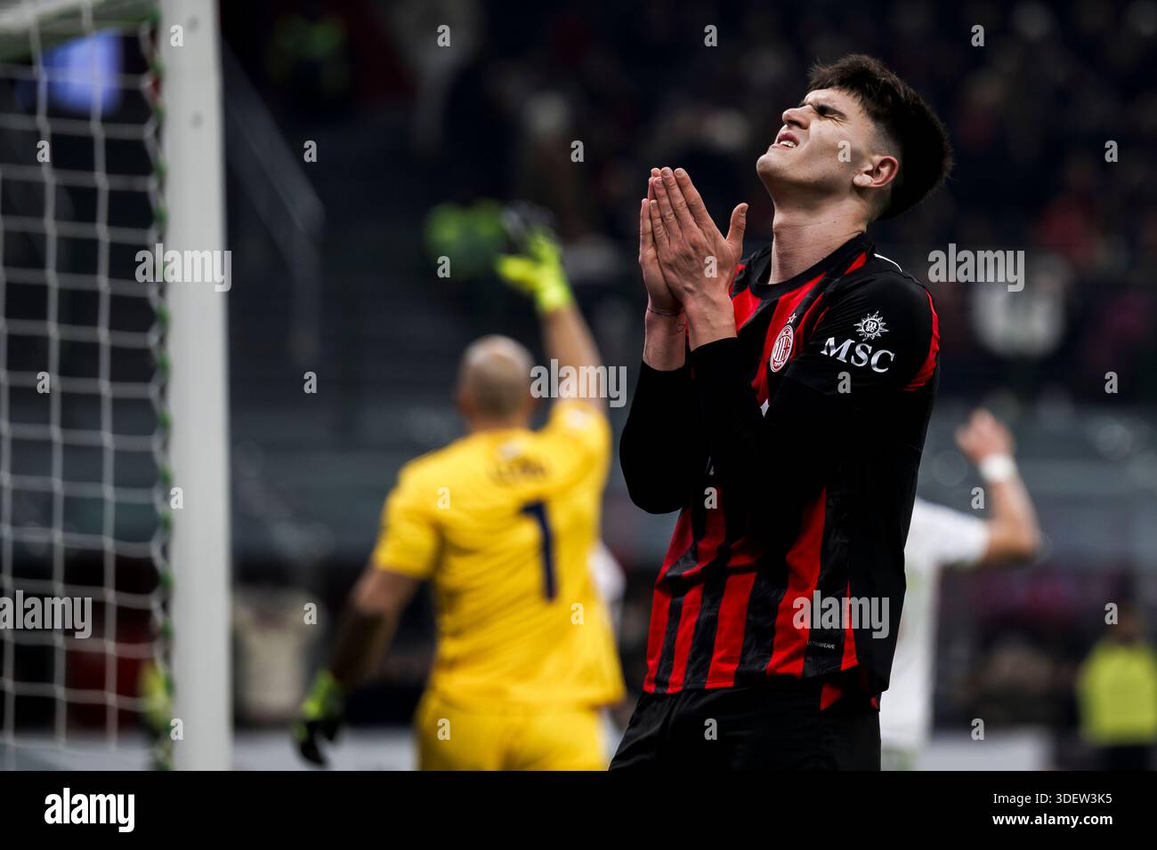 Davide Bartesaghi of AC Milan looks dejected during the Serie A ...