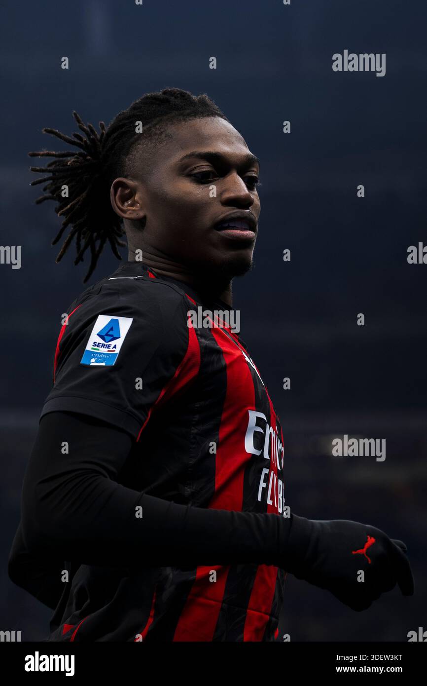 Rafael Leao of AC Milan looks on during the Serie A football match ...
