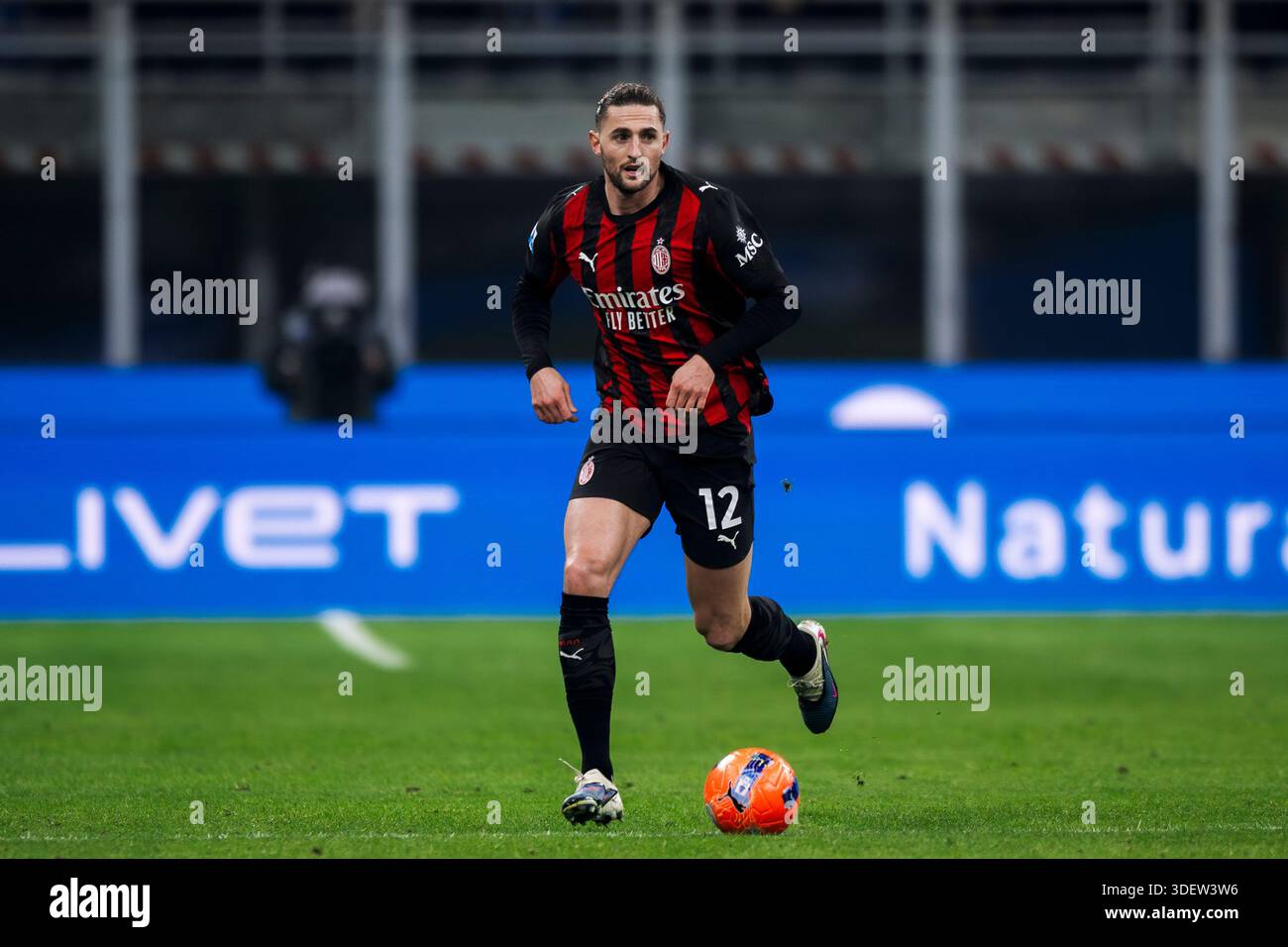 Adrien Rabiot of AC Milan in action during the Serie A football match ...