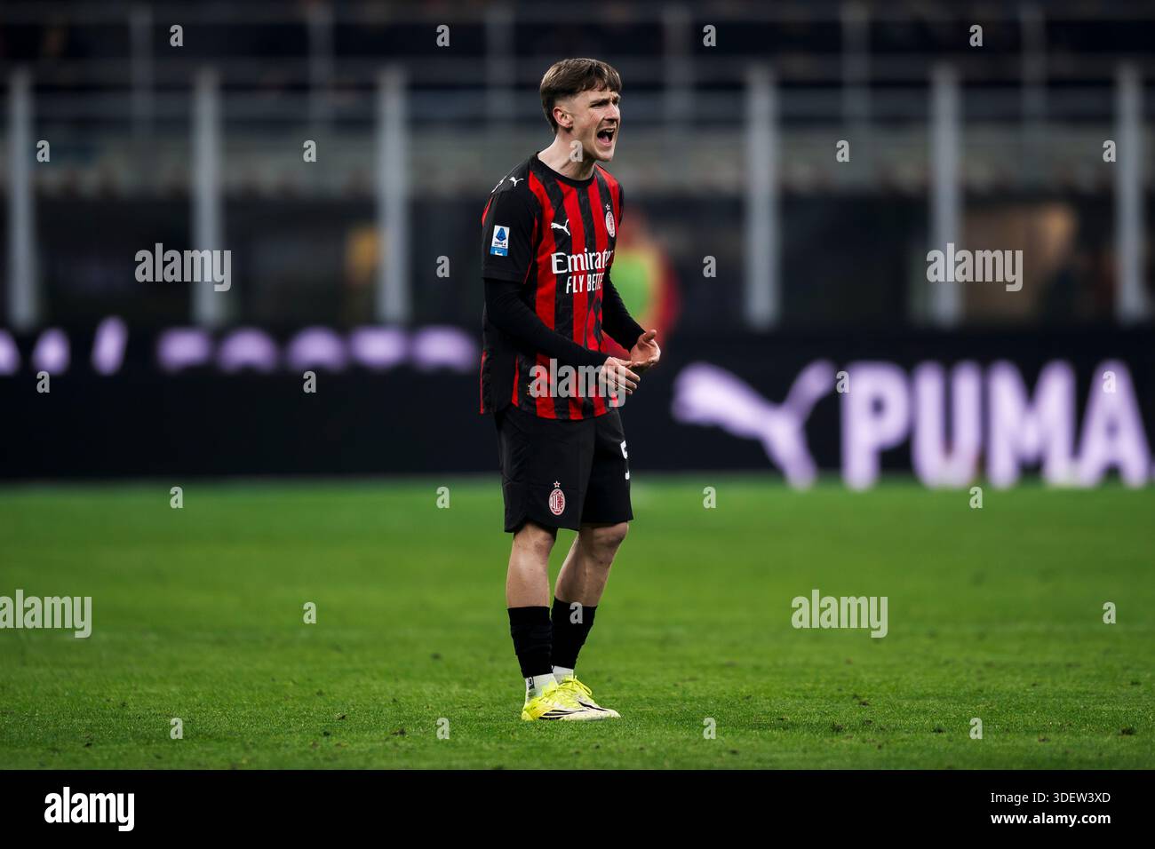 Alexis Saelemaekers of AC Milan reacts during the Serie A football ...