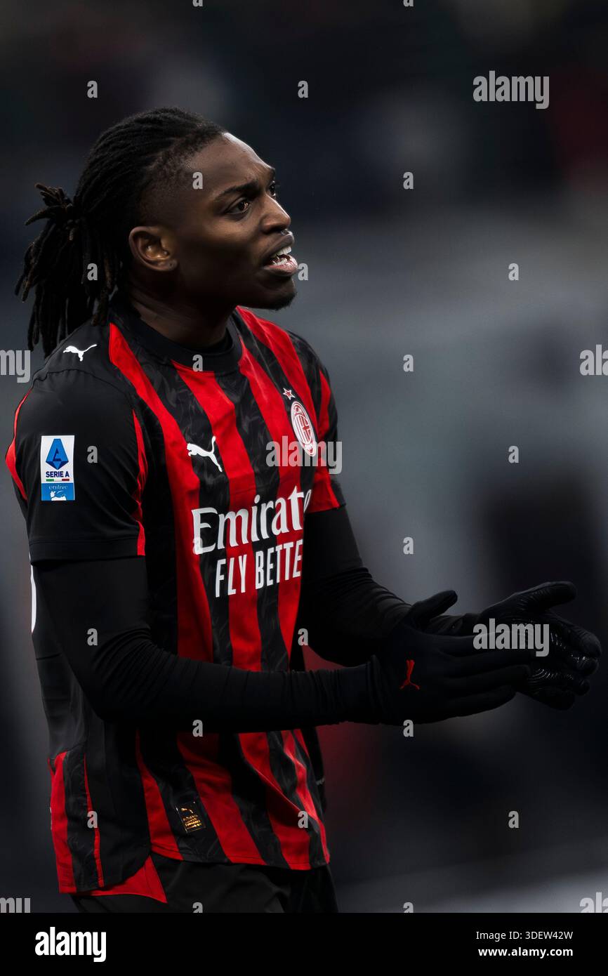 Rafael Leao of AC Milan reacts during the Serie A football match ...