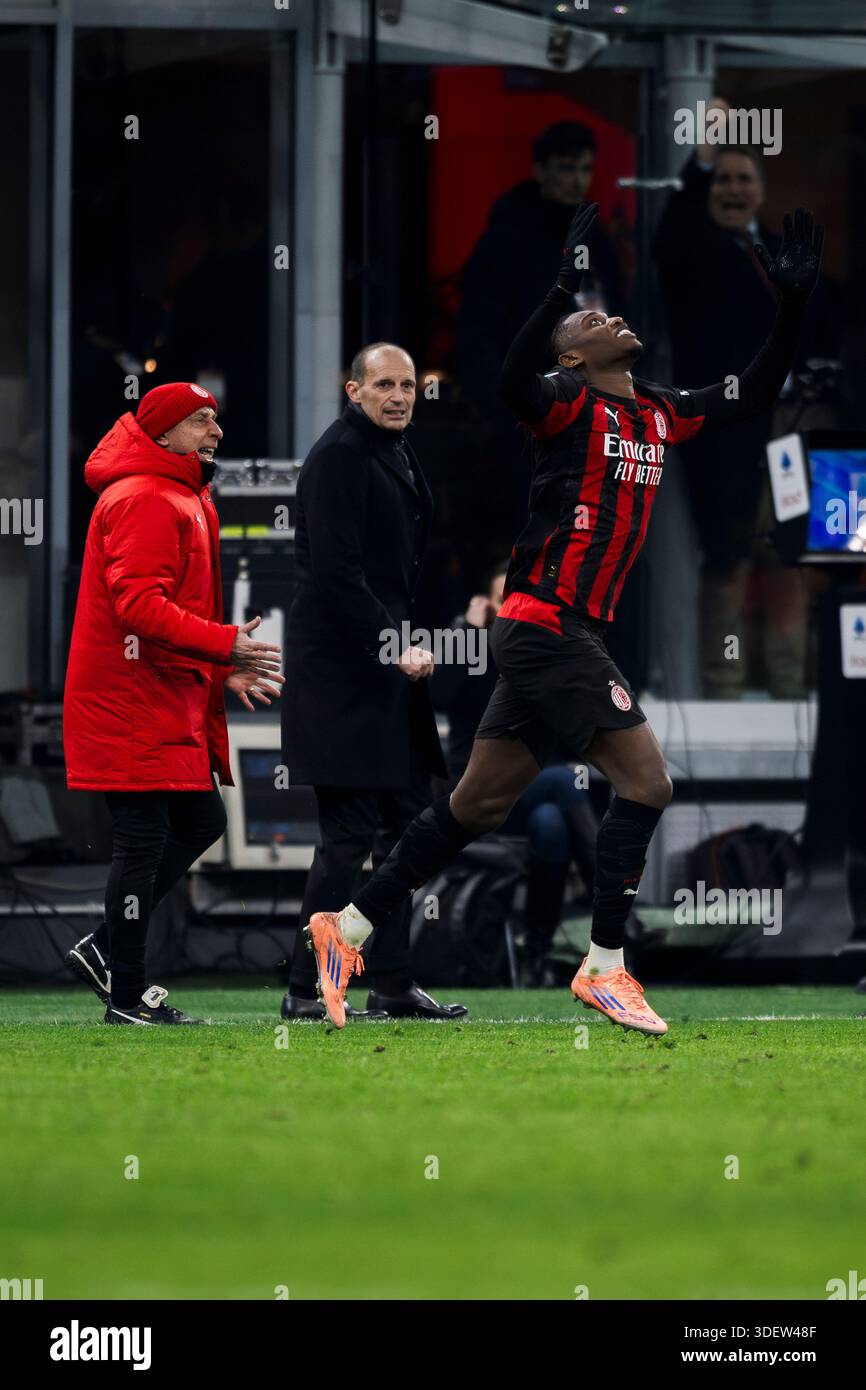 Rafael Leao of AC Milan celebrates after scoring a goal during the ...