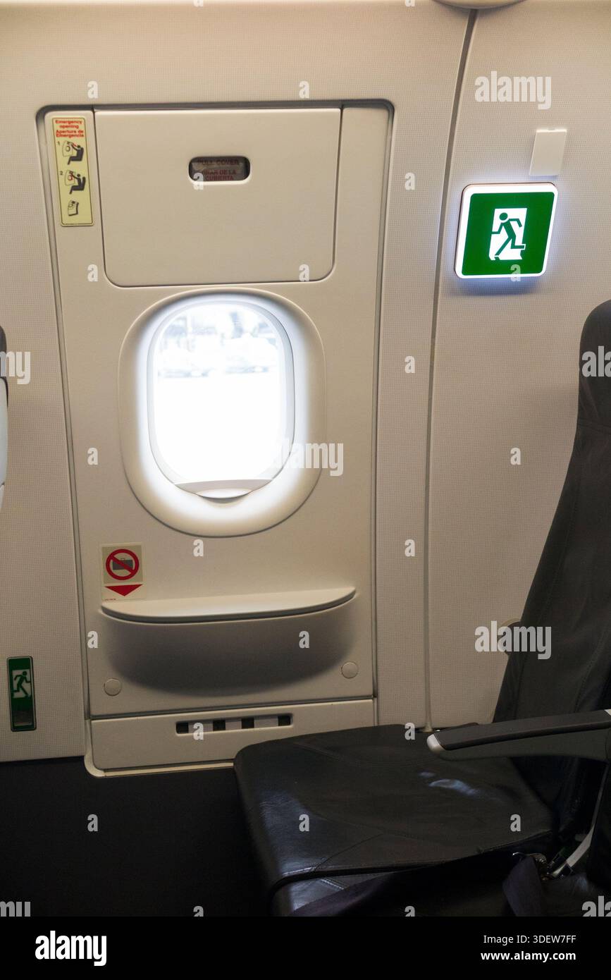 Exit row emergency exit door, to alight (and emergency escape) from the ...