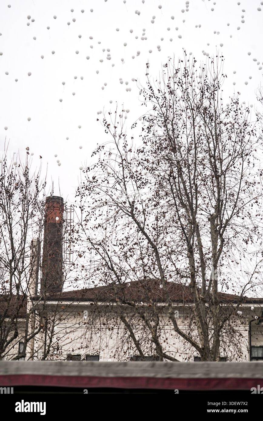 MILAN - White balloons were released from the Moreschi High School ...