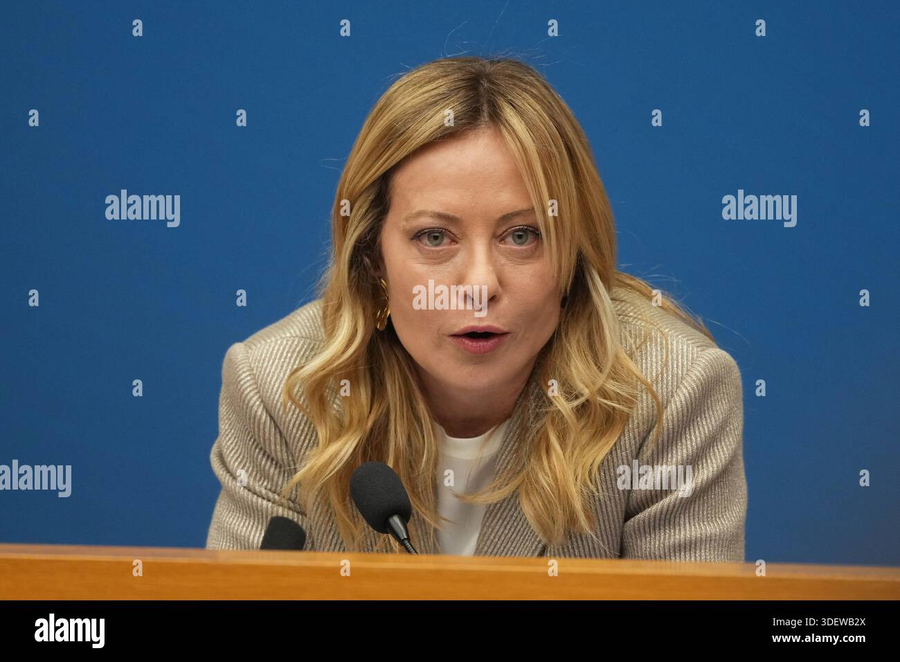 Italian Prime Minister Giorgia Meloni holds her annual start-of-the ...