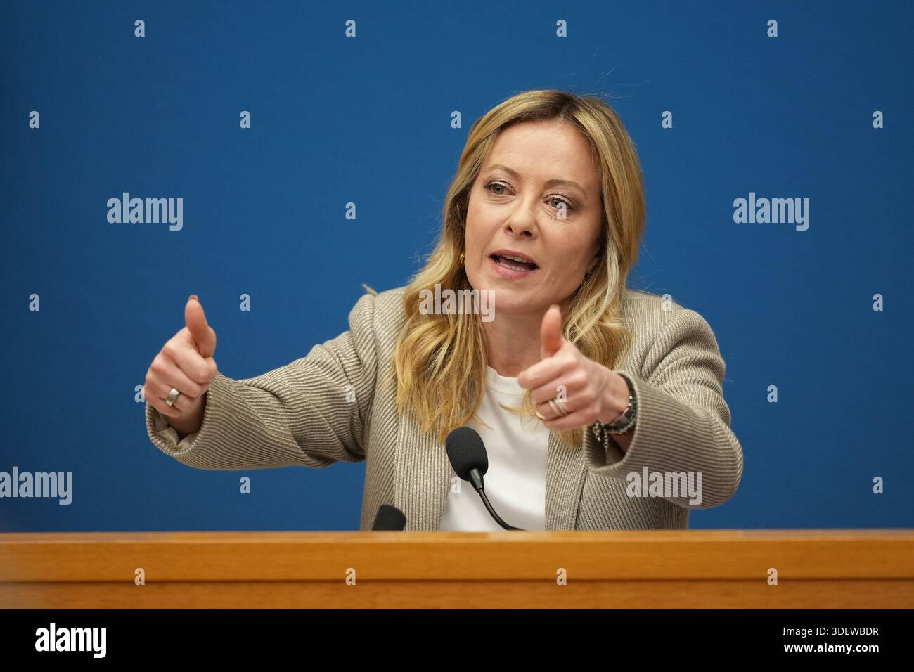 Italian Prime Minister Giorgia Meloni holds her annual start-of-the ...