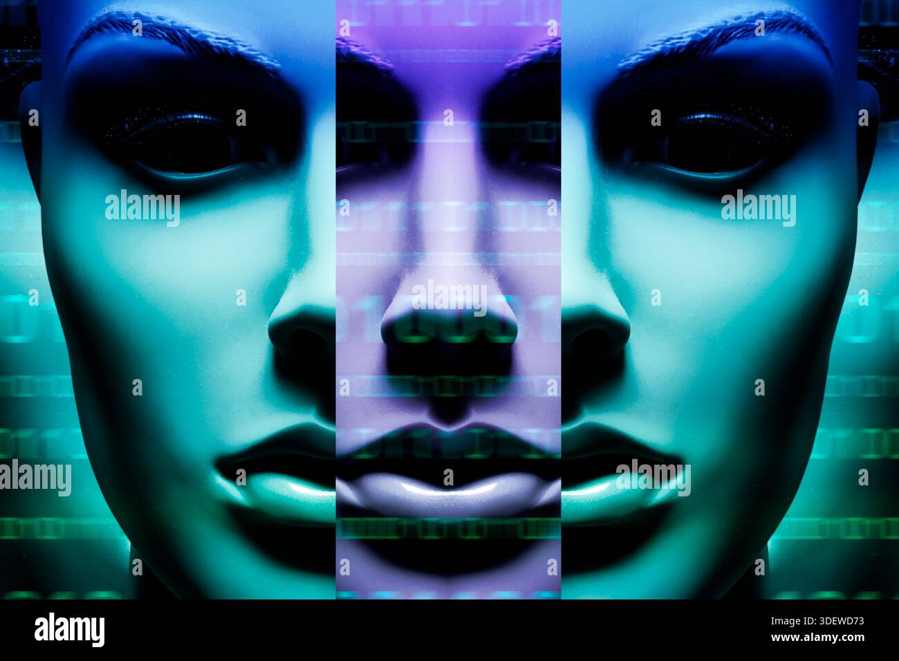 Female figure with binary code, symbolic photo of artificial ...