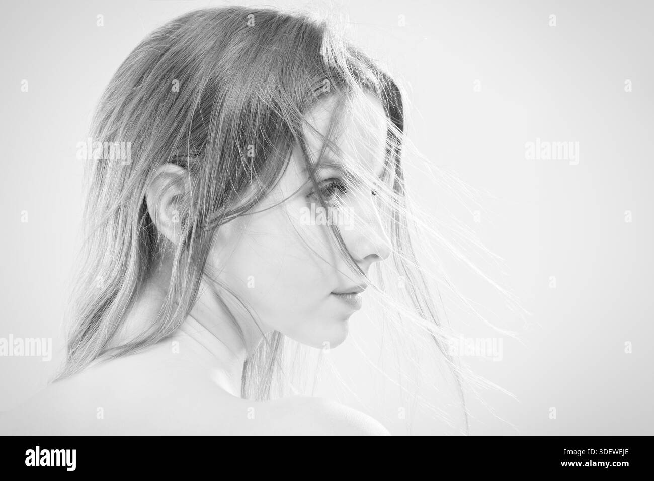 Sadness despair depression young sad Black and White Stock Photos ...