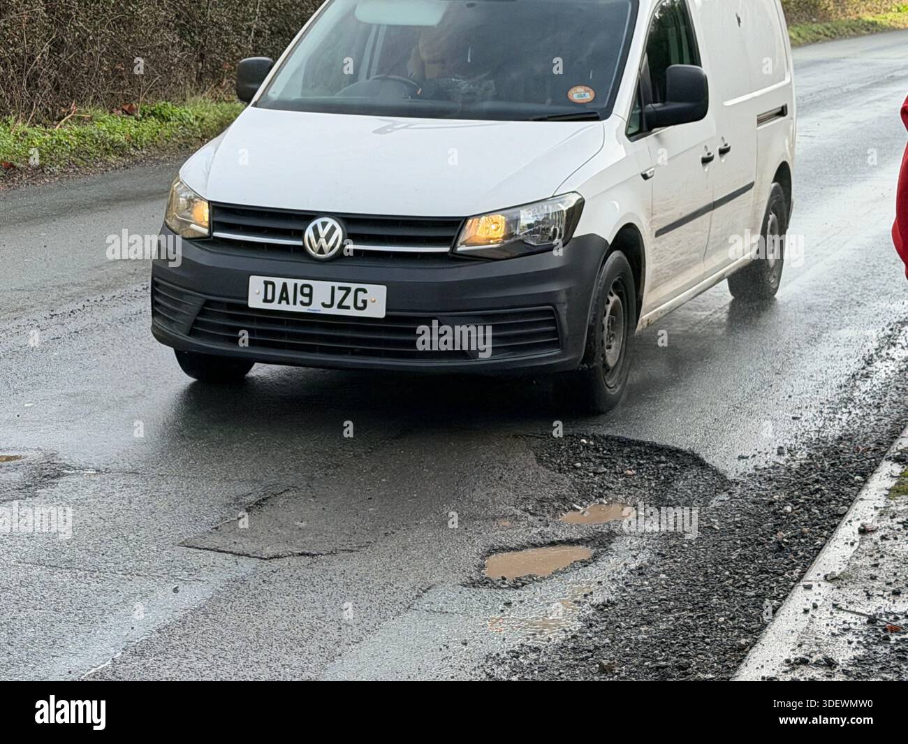 Ide, Devon, UK. 9th January, 2026. Huge potholes that have appeared and ...