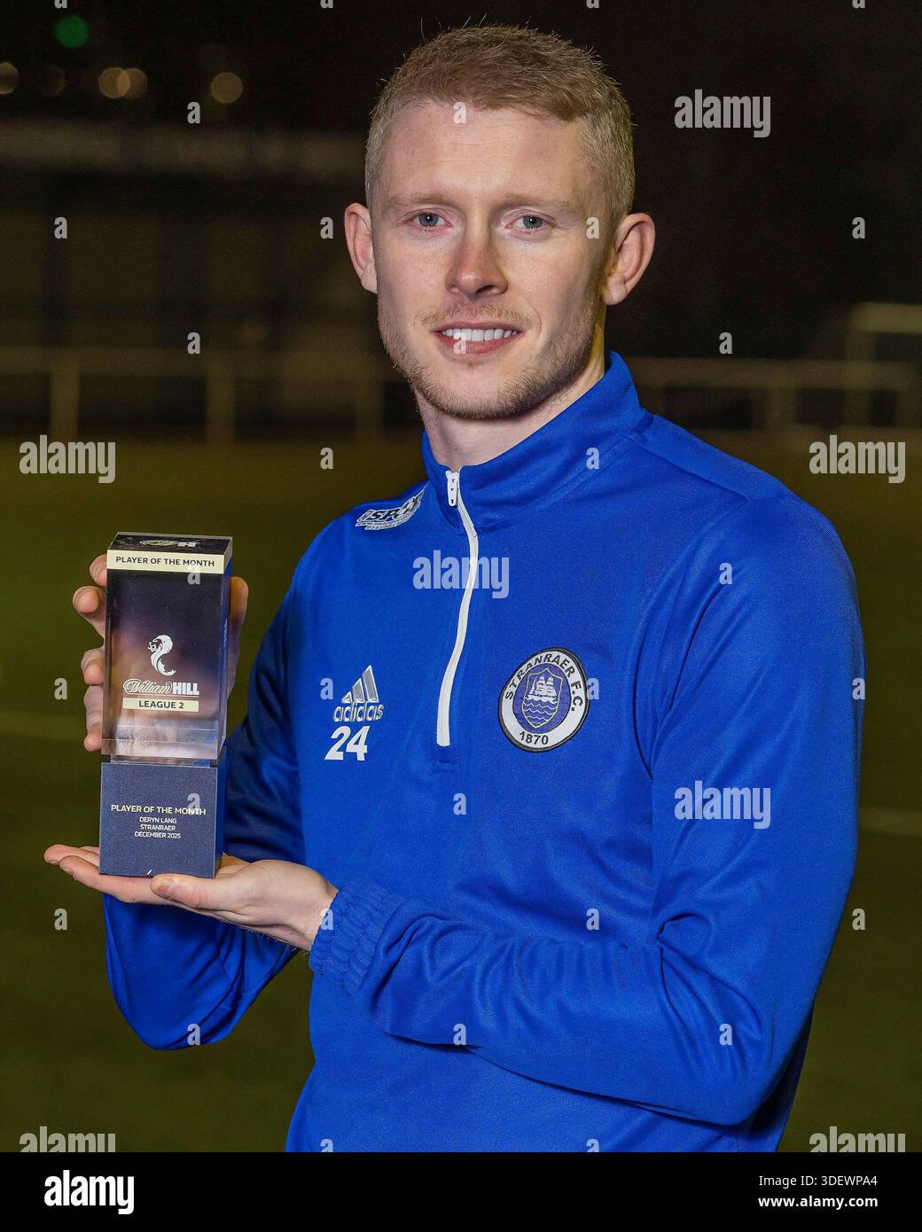 Govan, Scotland. 8 January 2026. Stranraer FC Manager, Deryn Lang ...