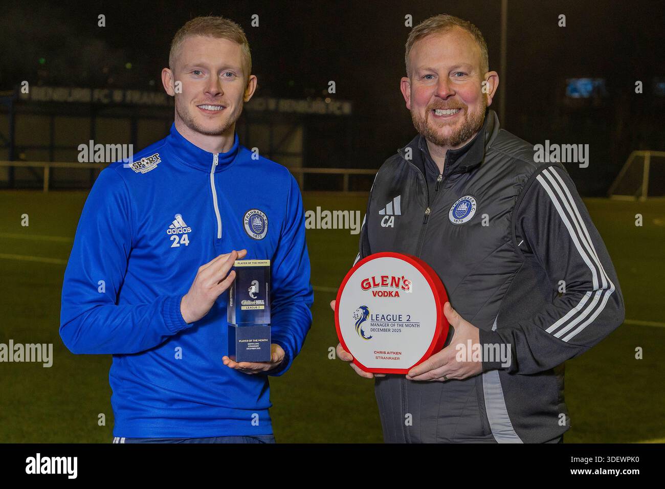 Govan, Scotland. 8 January 2026. Stranraer FC Manager, Chris Aitken ...