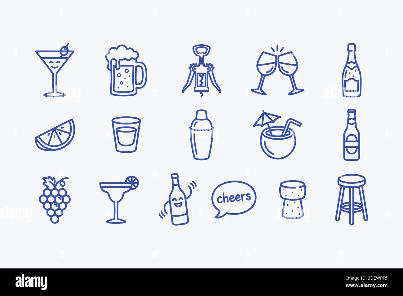 Cocktail beverage doodle set Stock Vector Images - Alamy