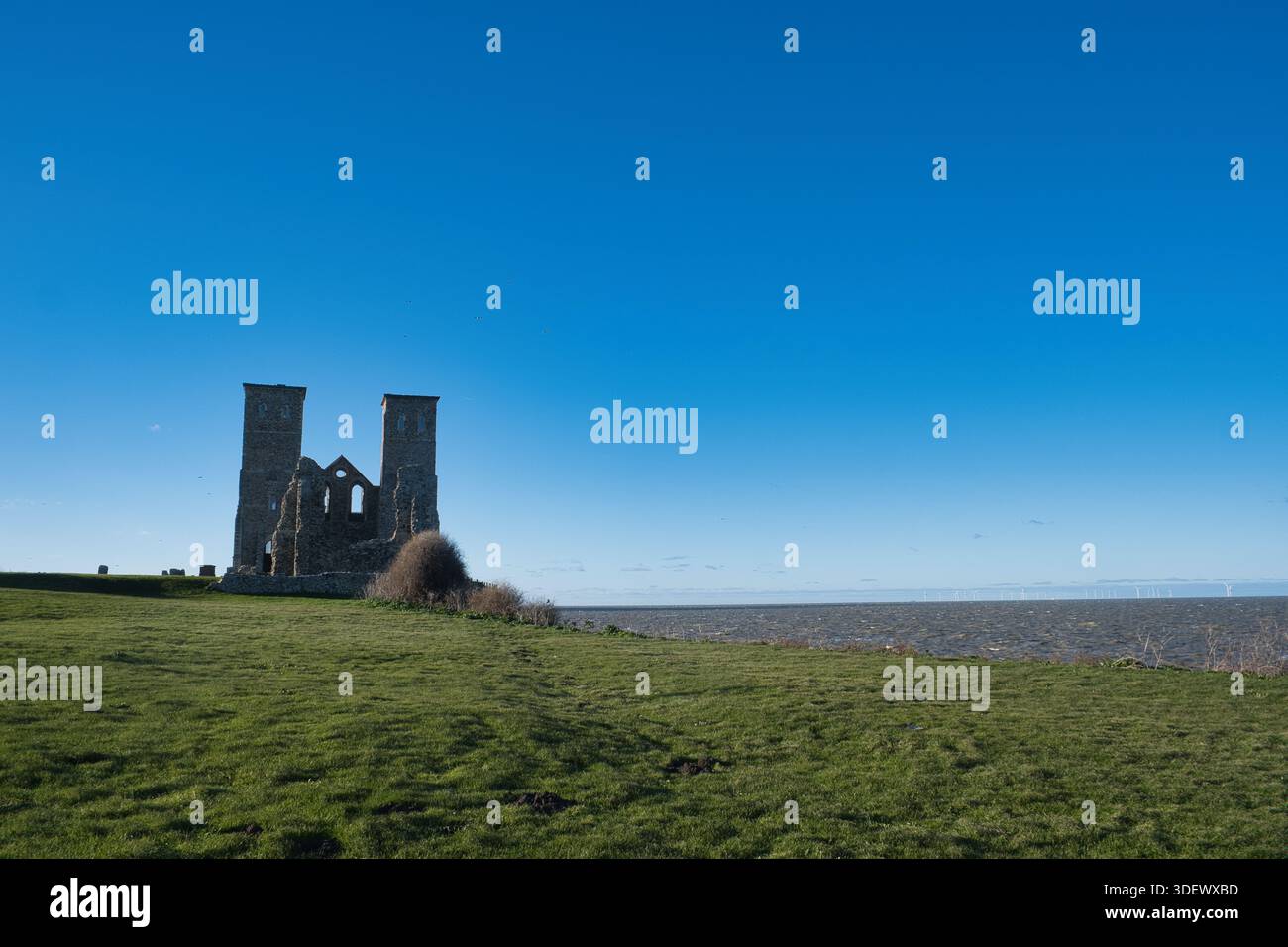 View of the Reculver Towers and Roman Fort in Herne Bay in January ...