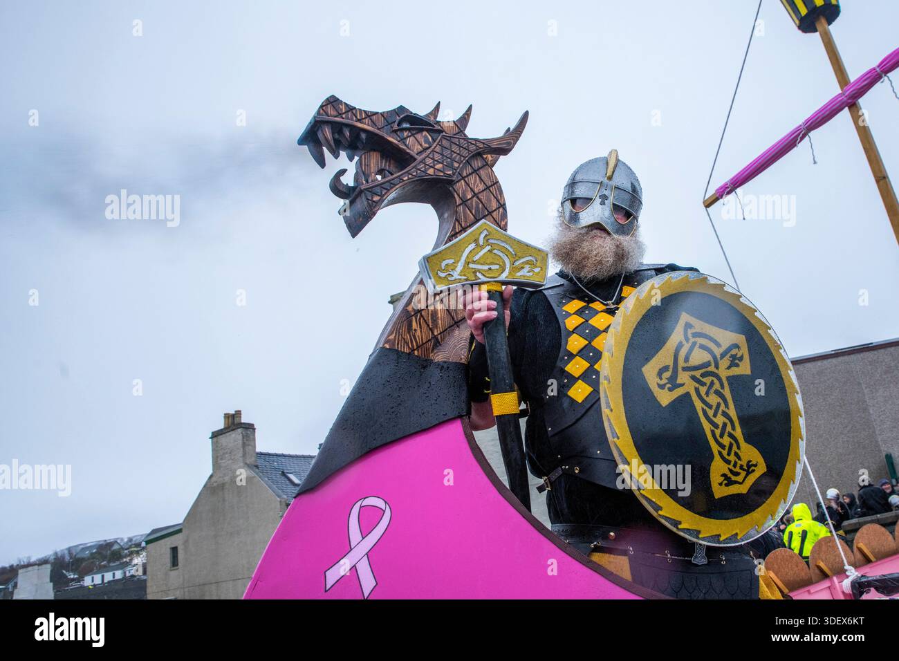 Scalloway, Shetland, Scotland – 9th January 2026: Guizer Jarl Sidney ...