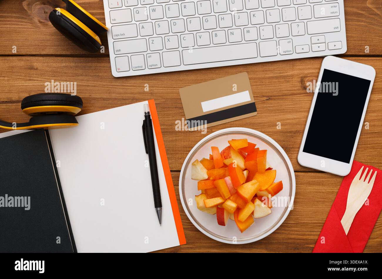 Healthy food - fruit snack at workplace Stock Photo - Alamy