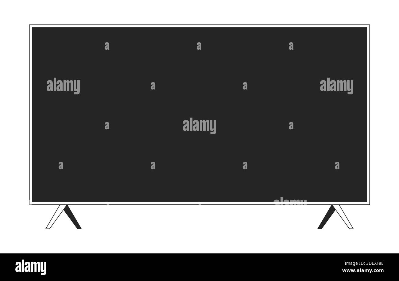 Blank dark television screen 2D line object Stock Vector Image & Art ...