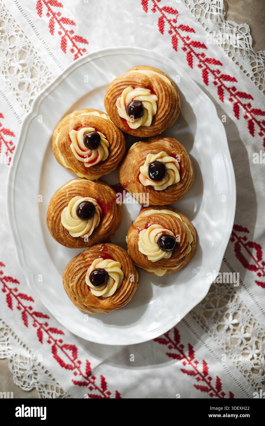 Homemade Zeppole, traditional Neapolitan, Italian dessert for Father's ...