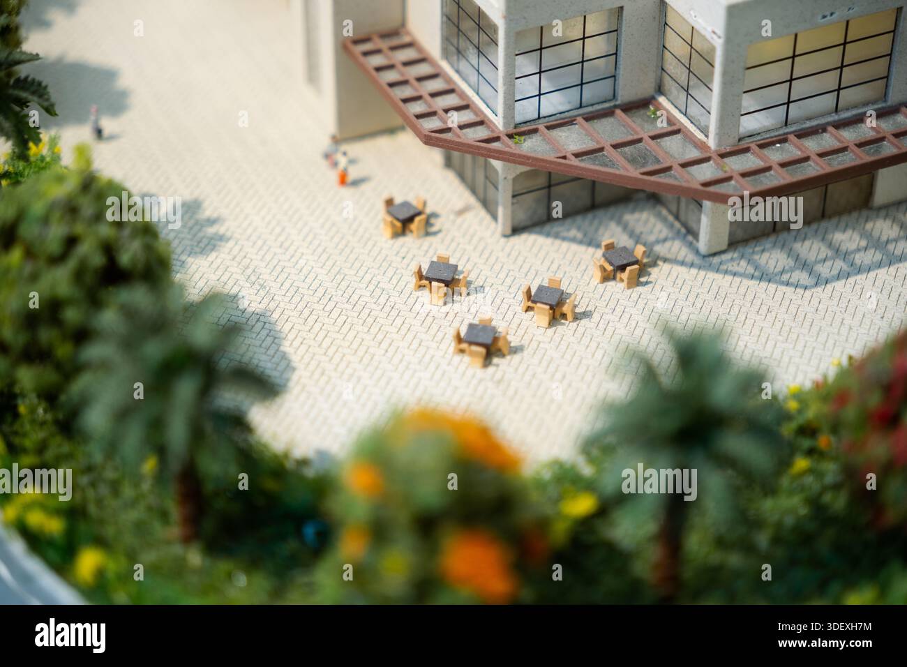 Architectural model of Outdoor café seating and community plaza ...
