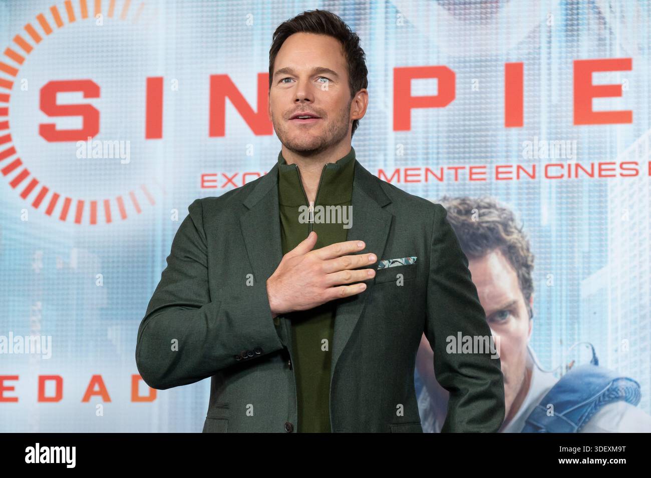 Madrid, Spain. 09th Jan, 2026. US actor Chris Pratt attends the "Sin ...