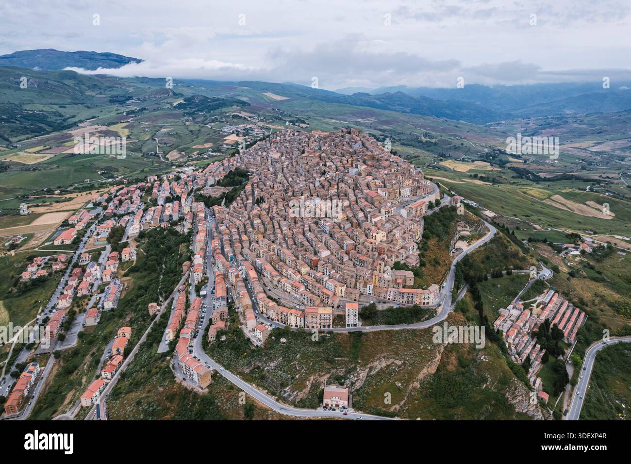 Alternate Aerial View of Gangi Old Town in Daylight, Sicily Stock Photo ...